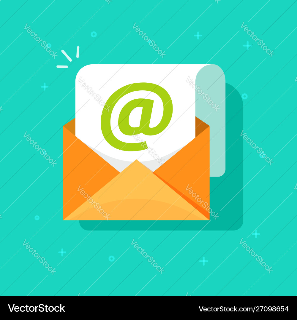 Email icon symbol flat cartoon open Royalty Free Vector