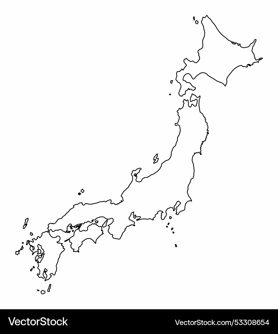 Japan outline map Royalty Free Vector Image - VectorStock