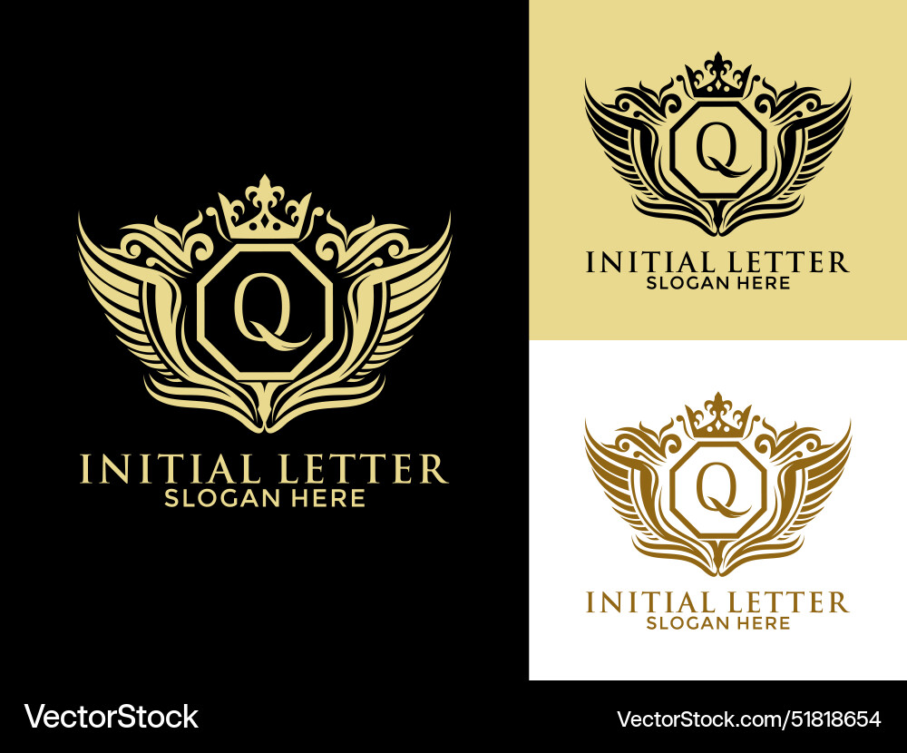 Luxury royal wing letter q logo Royalty Free Vector Image