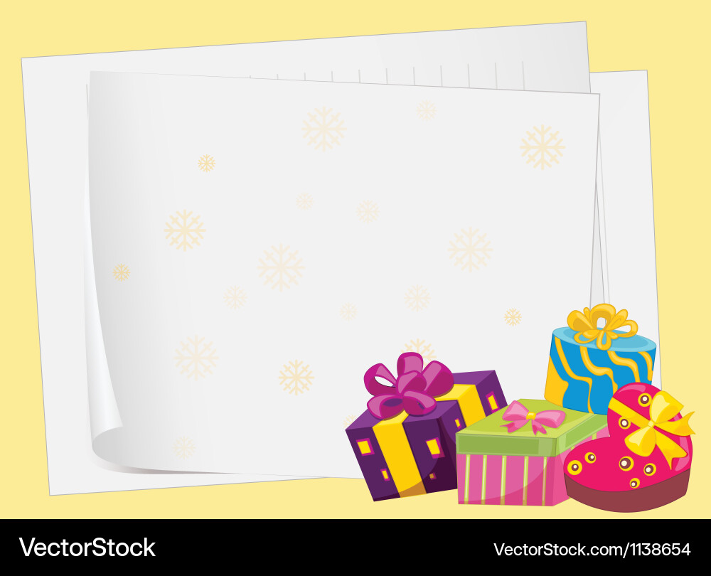 Paper sheets and gift boxes Royalty Free Vector Image