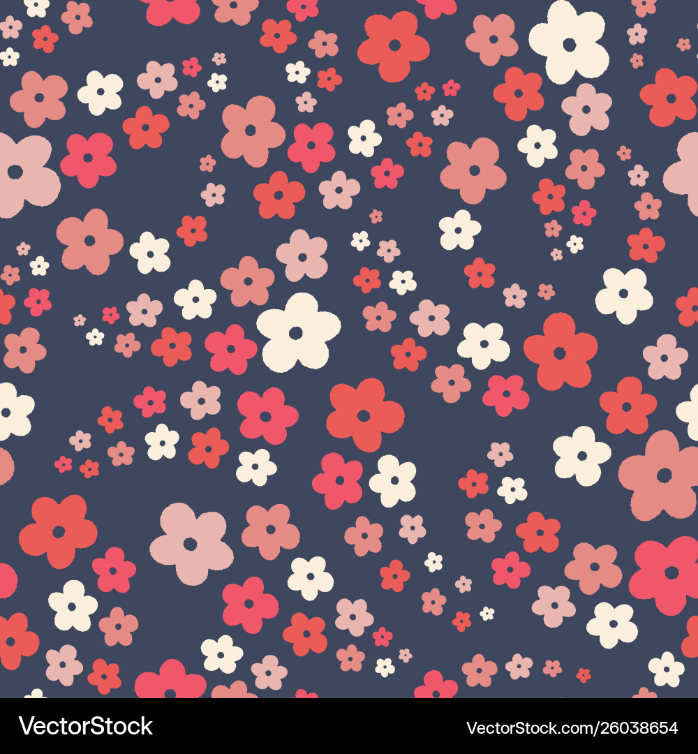 Seamless repeat stylized flowers in a tossed Vector Image