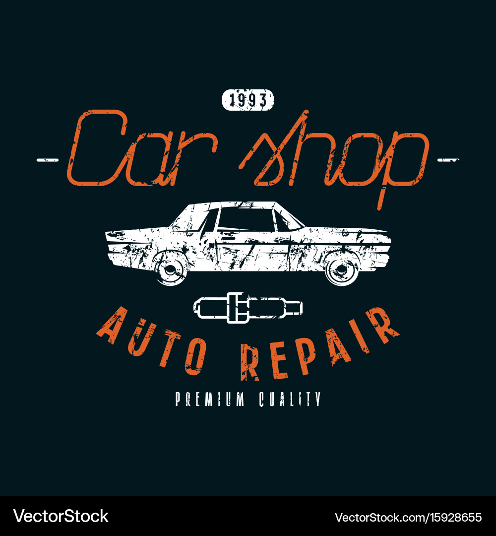 Car shop and repair emblem Royalty Free Vector Image