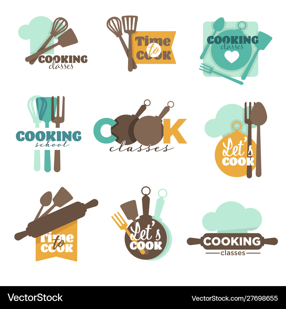 Cooking school or classes isolated icons Vector Image