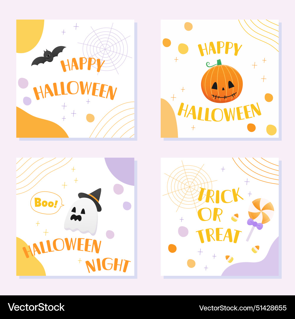 Cute halloween card set Royalty Free Vector Image