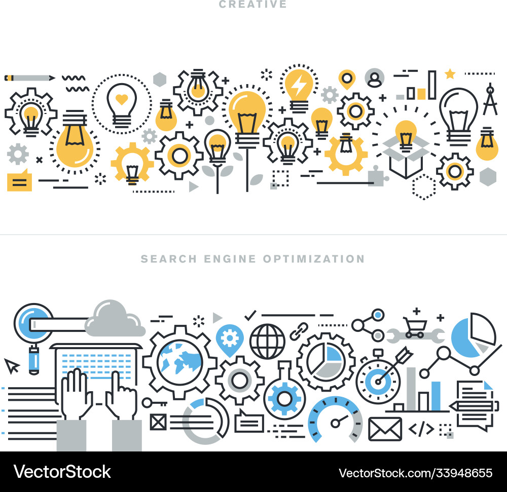 Flat Line Workflow Concepts Royalty Free Vector Image
