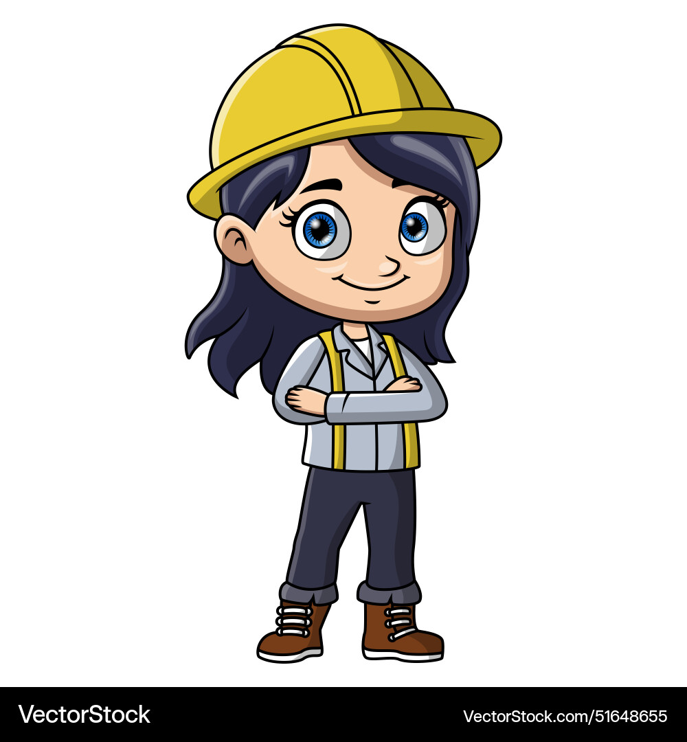 Girl cartoon wearing costume engineering Vector Image
