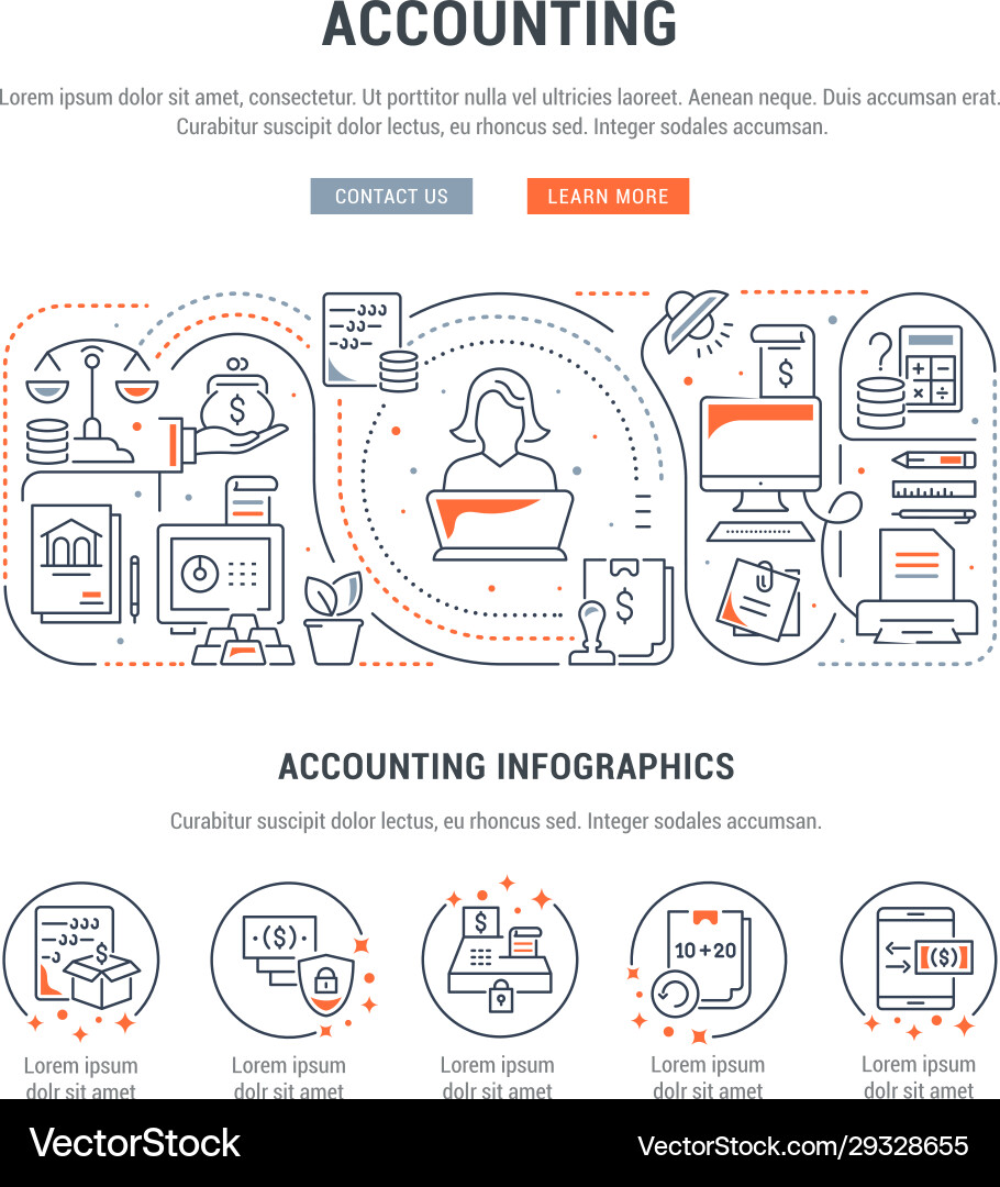 Linear banner accounting Royalty Free Vector Image