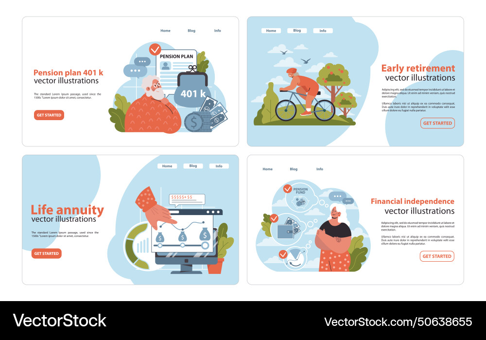 Retirement planning set Royalty Free Vector Image