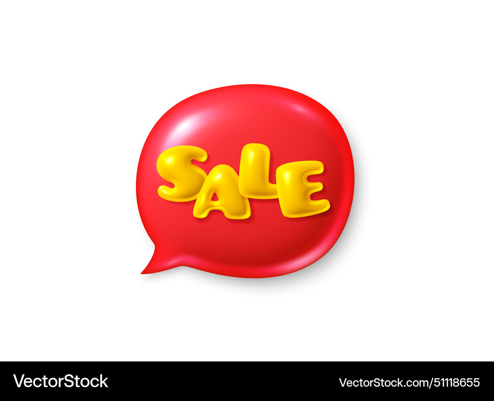 Sale speech bubble 3d icon red special offer chat Vector Image