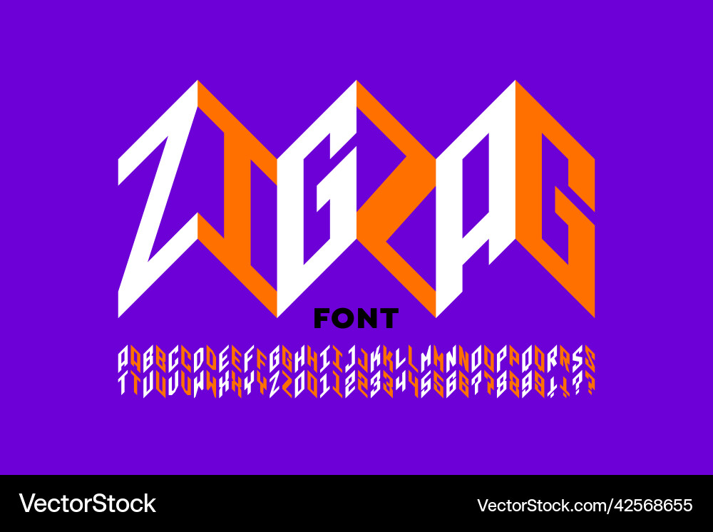 Zigzag style modern font Royalty Free Vector Image