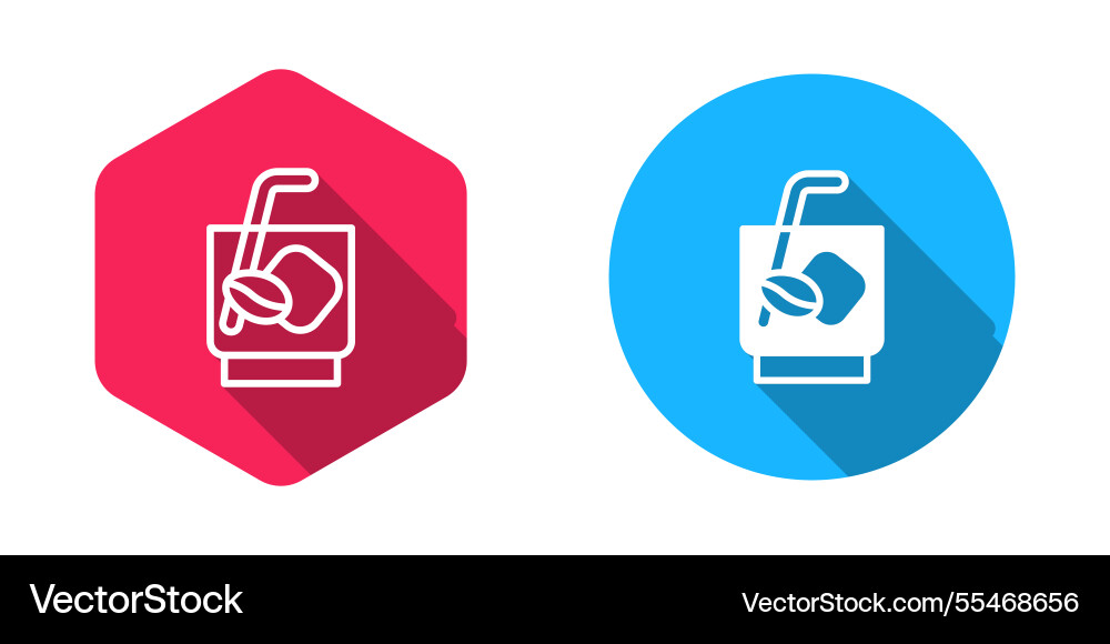 Filled and outline espresso tonic coffee icon Vector Image
