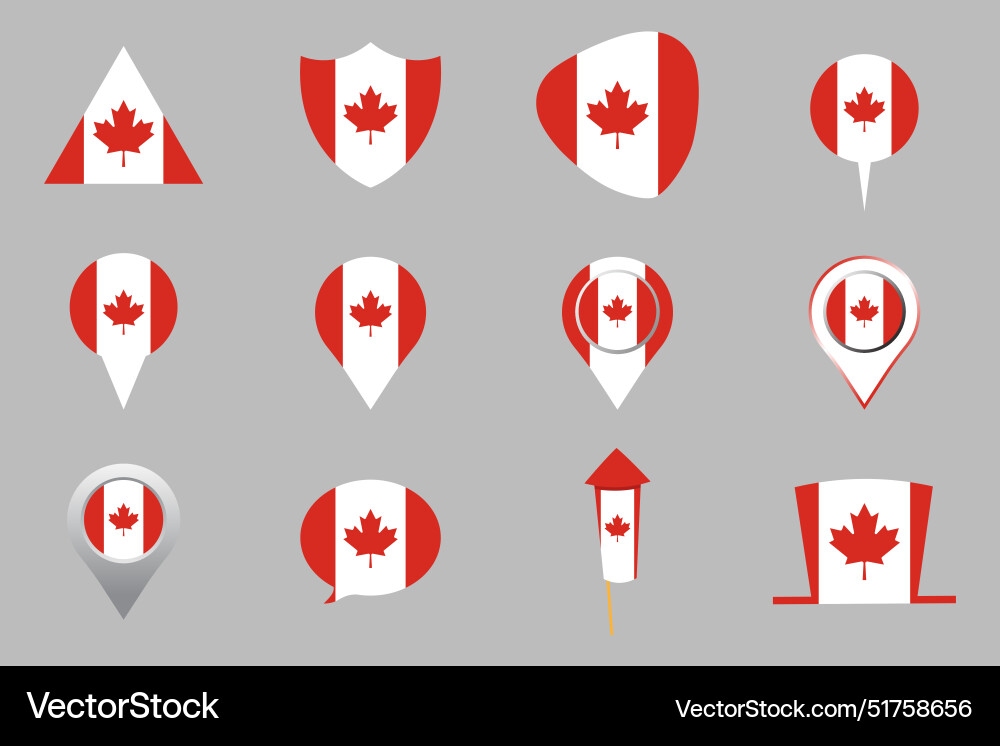 Flag of canada set Royalty Free Vector Image - VectorStock