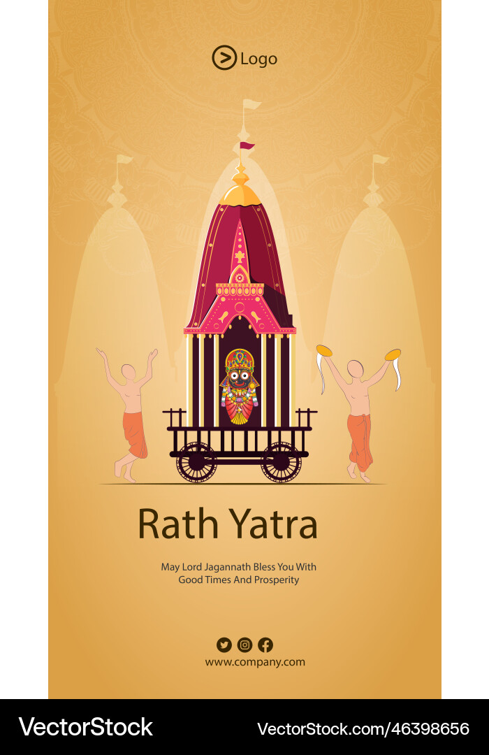 Jagannath rath yatra portrait template design Vector Image