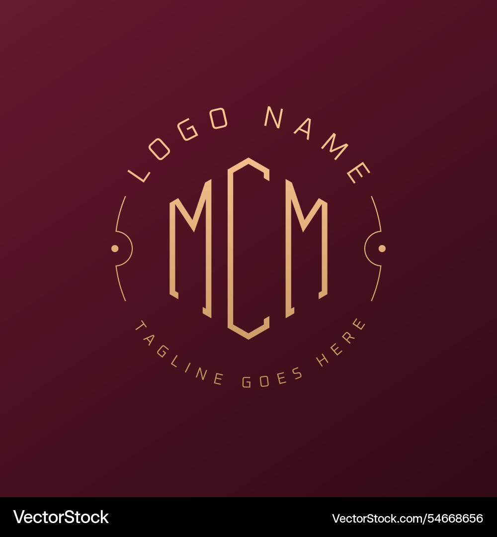 Luxury mcm logo design elegant letter Royalty Free Vector