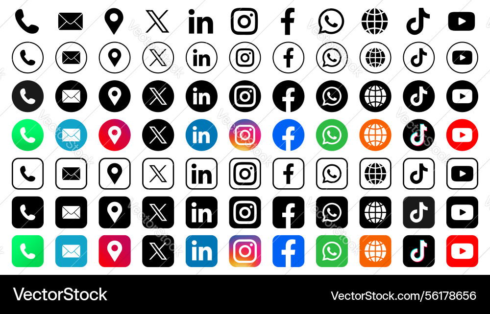 New social media network logo icon set 2025 Vector Image