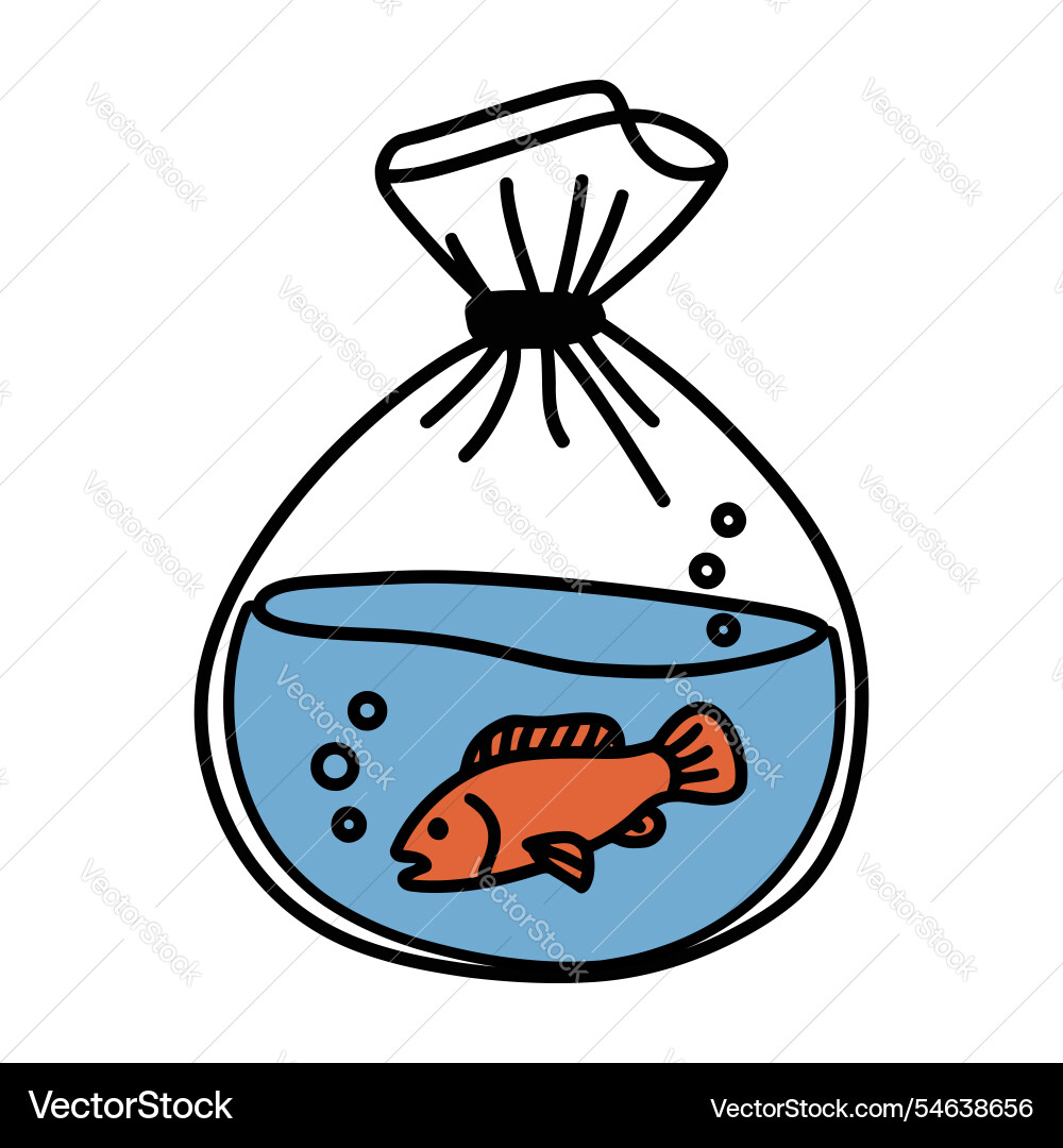 Orange fish in a water-filled plastic bag Vector Image