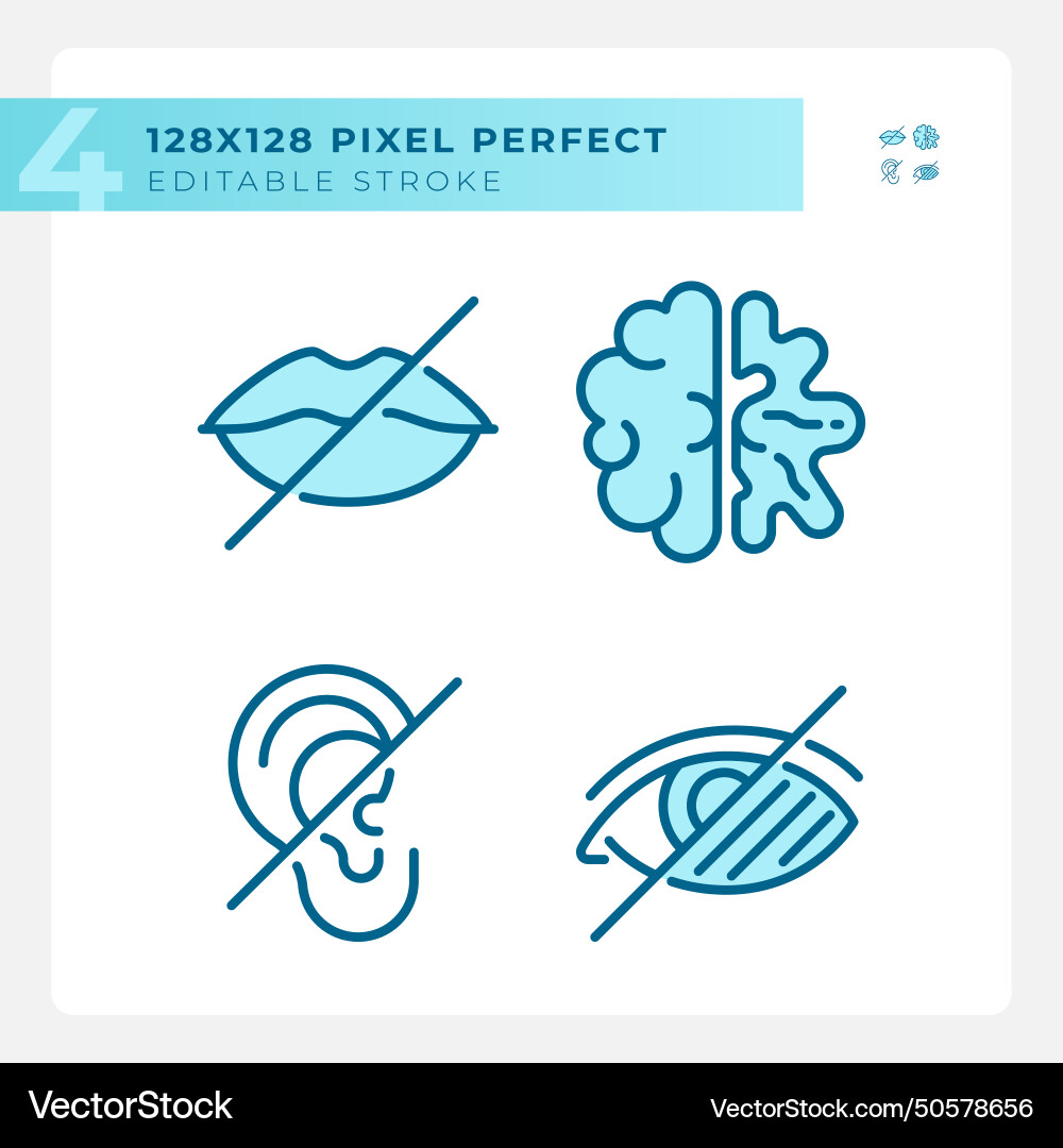 People with sensory impairment light blue icons Vector Image