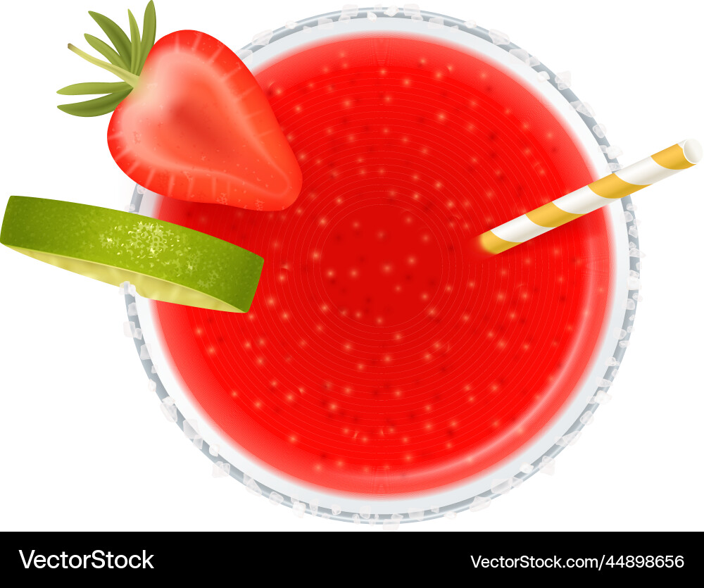 Realistic strawberry cocktail composition Vector Image
