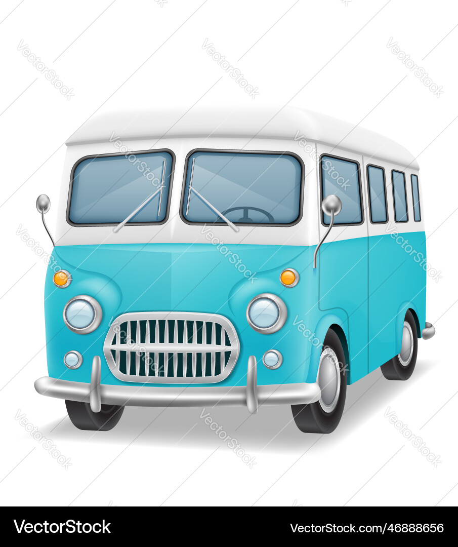Retro mini van bus for travel and leisure Vector Image