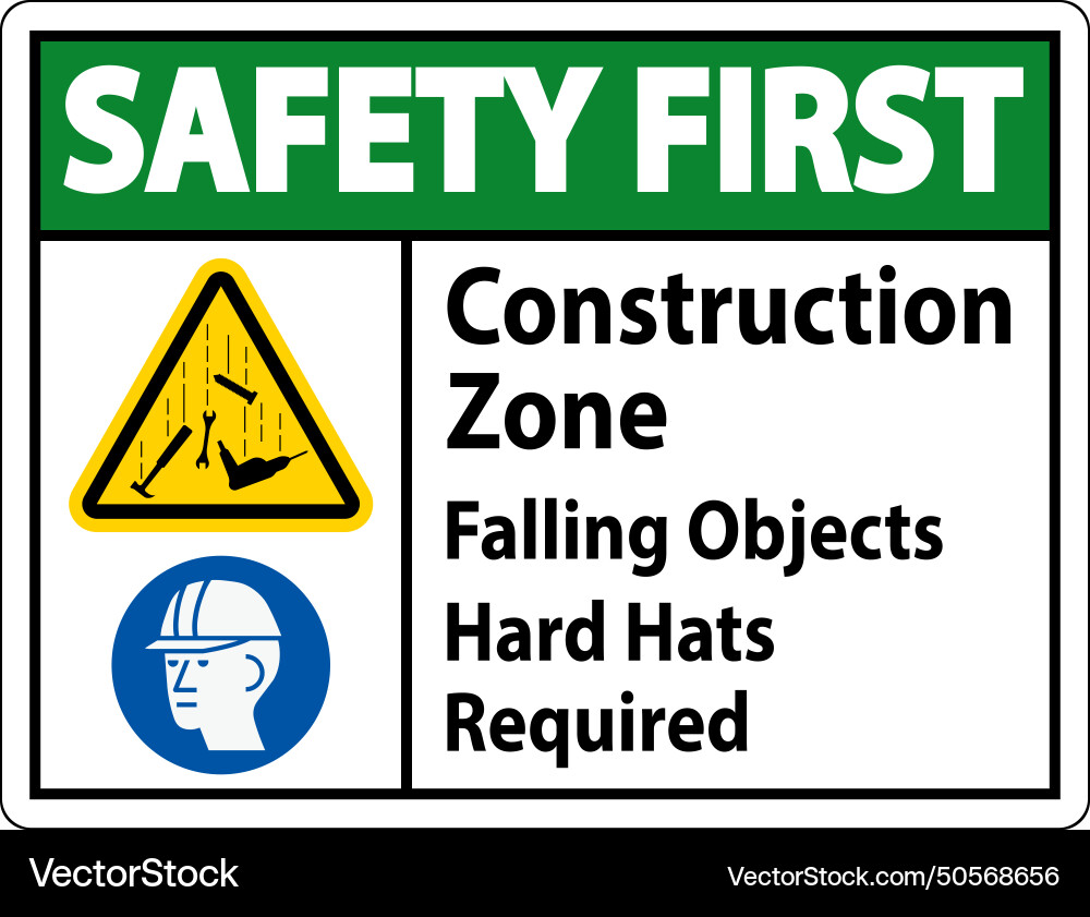 Safety first sign construction zone falling Vector Image