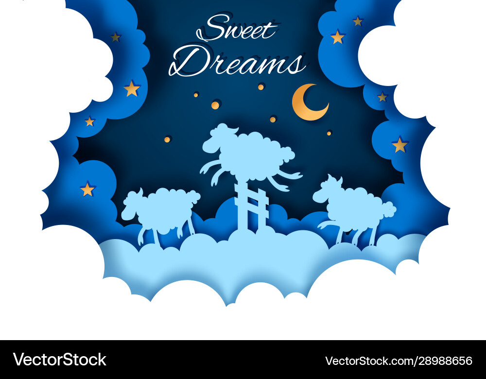 Sweet dreams in paper art Royalty Free Vector Image