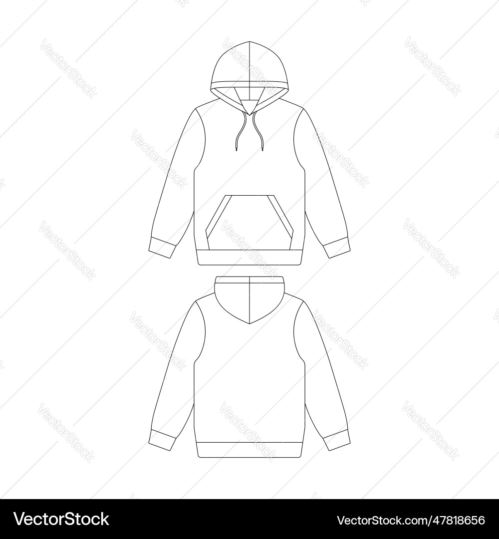 Template hoodie flat sketch design outline Vector Image