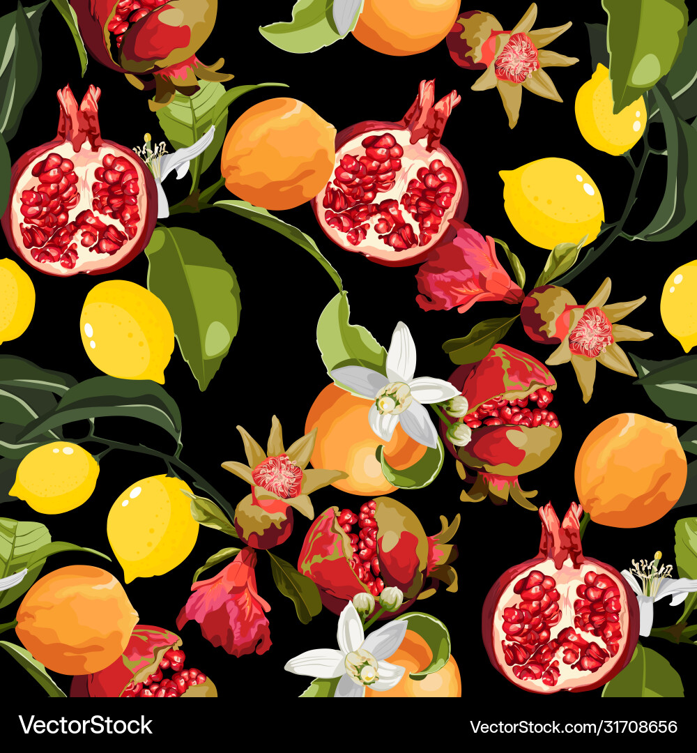 Tropical Fruits Seamless Pattern Royalty Free Vector Image