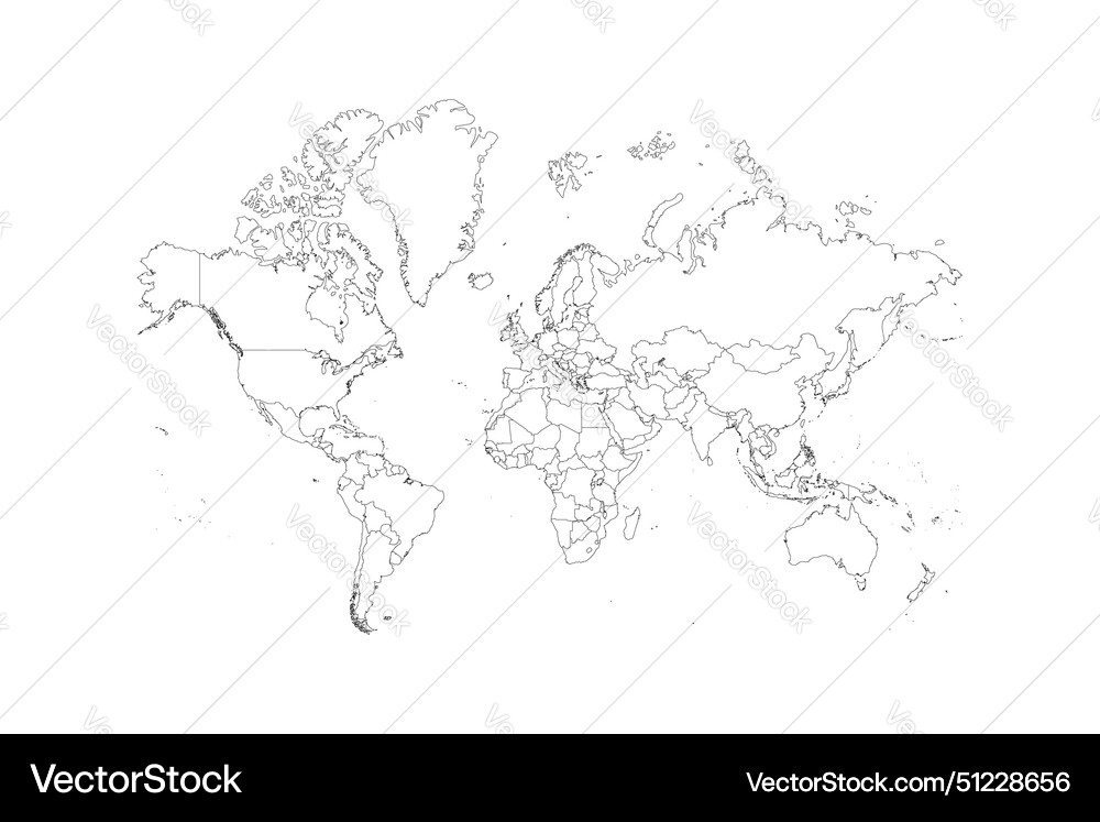 World map on line art world map template Vector Image