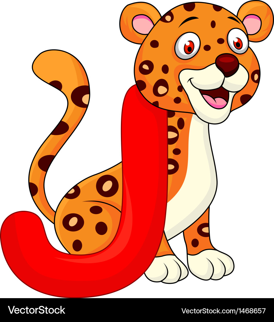Alphabet j with jaguar cartoon Royalty Free Vector Image