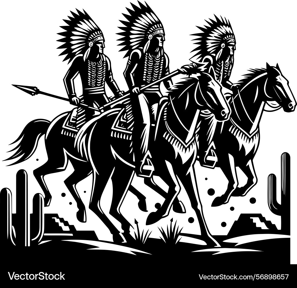 Apache culture in black and white traditional Vector Image
