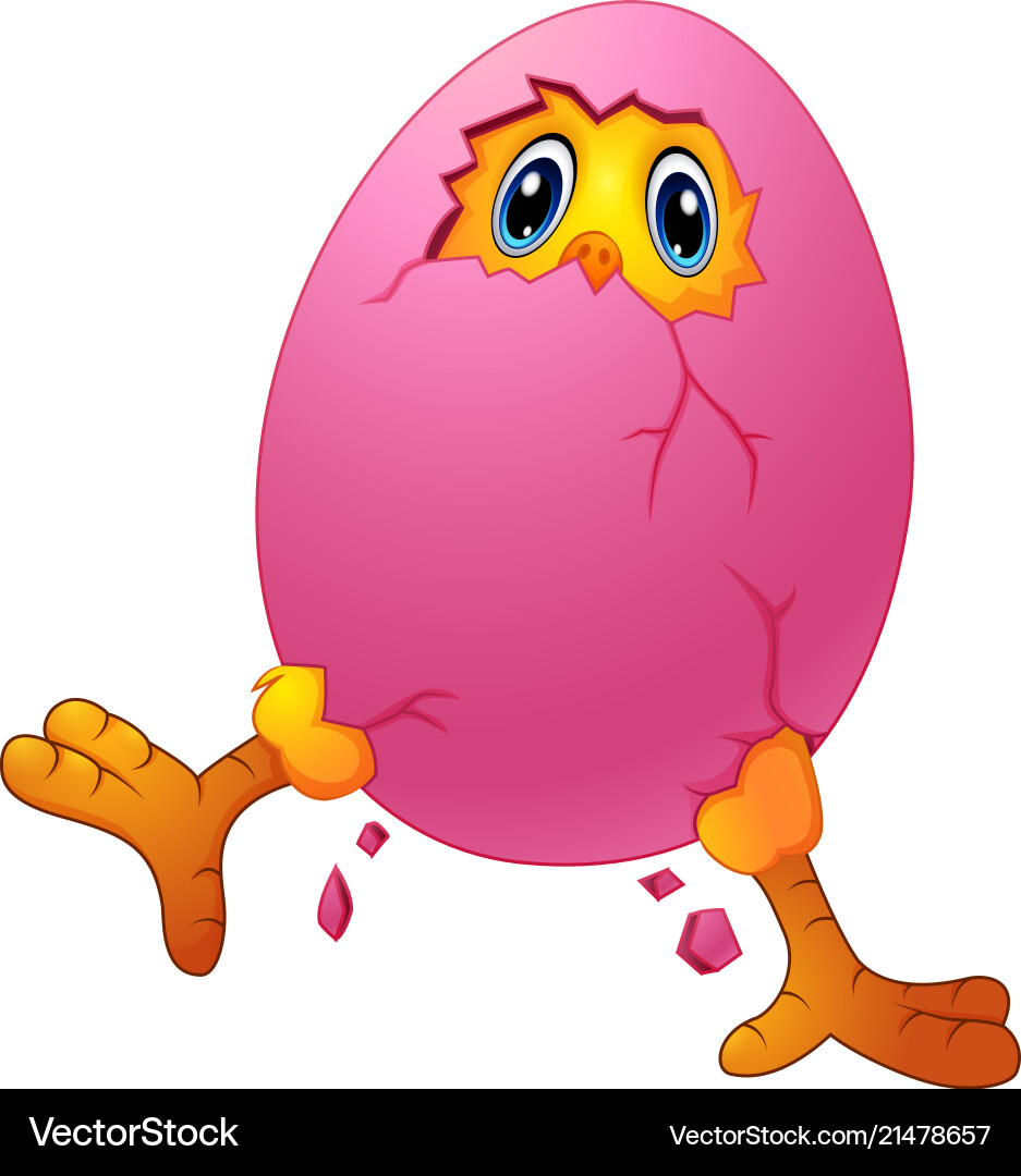 Cartoon chick hatching from an egg Royalty Free Vector Image