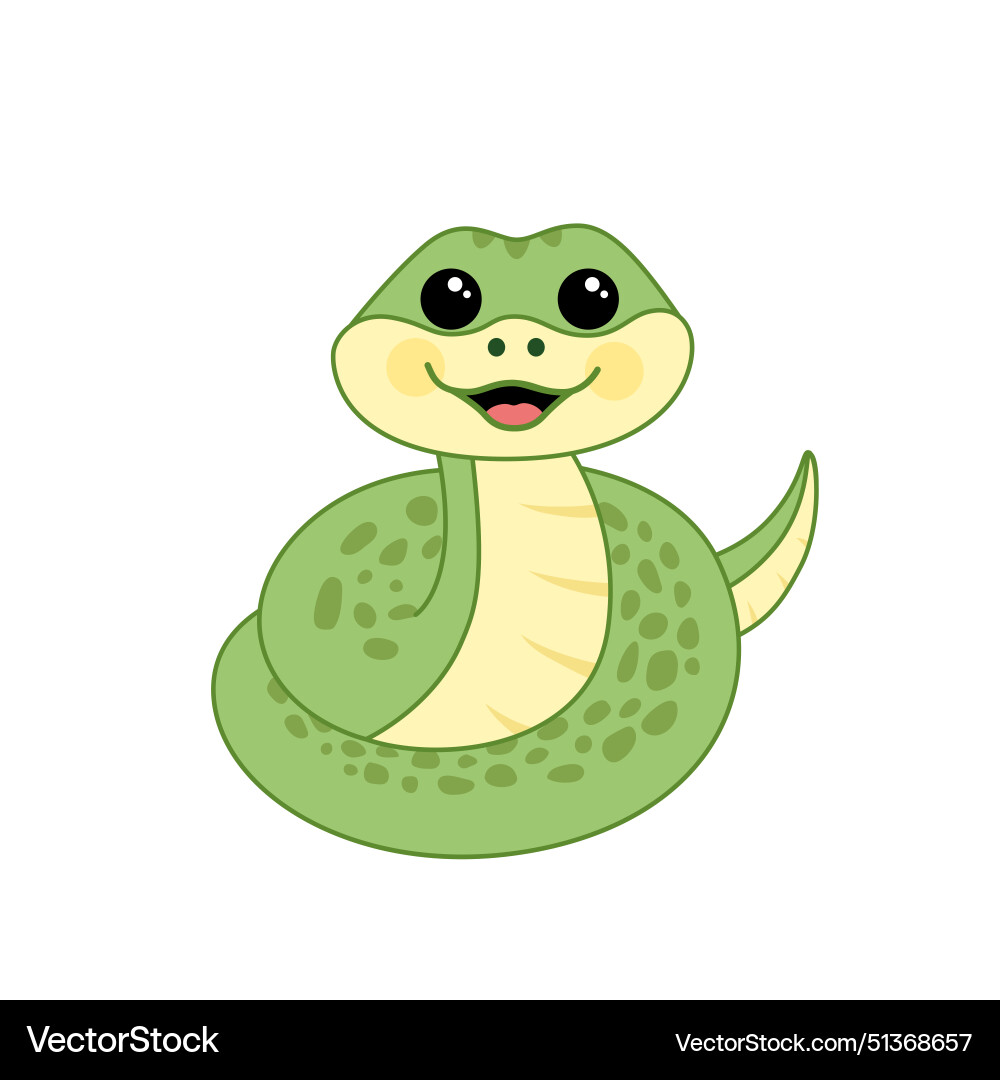 Cheerful snake has curled up into a ball cute Vector Image