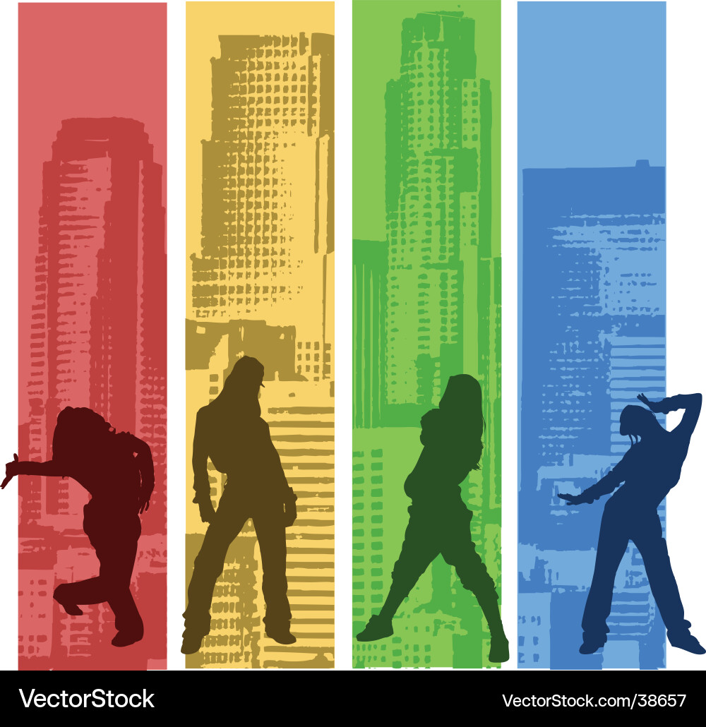 Colorful Hip Hop Silhouettes Royalty Free Vector Image