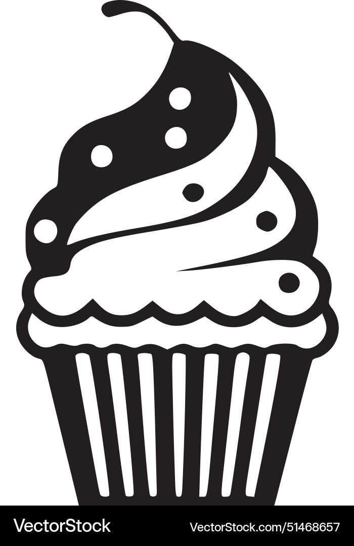 Cupcake - black and white Royalty Free Vector Image