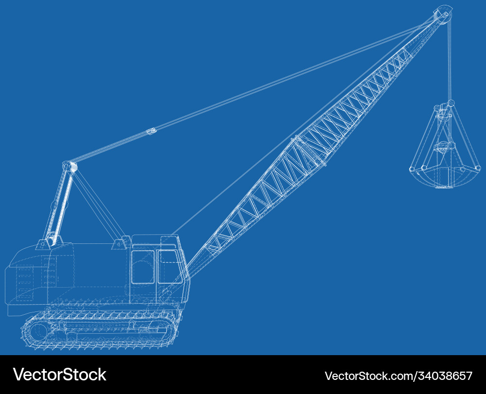 Dragline excavator construction equipment Vector Image