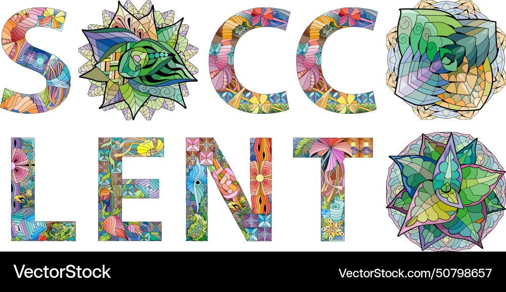 Entangle stylized word succulent hand drawn Vector Image