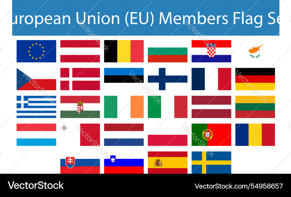European union eu members flag set Royalty Free Vector Image