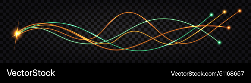 Fiber optic cable lines swirl wave yellow Vector Image