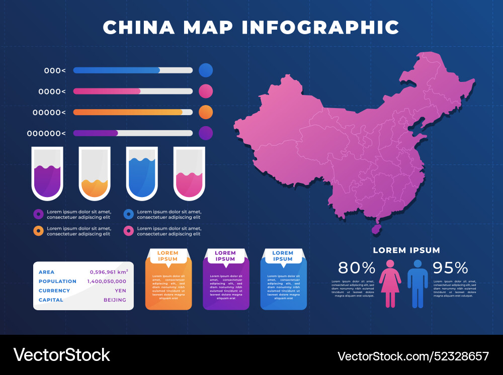 Gradient china map infographic Royalty Free Vector Image