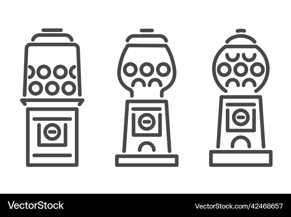 Gumball machine line icon set retro vending Vector Image