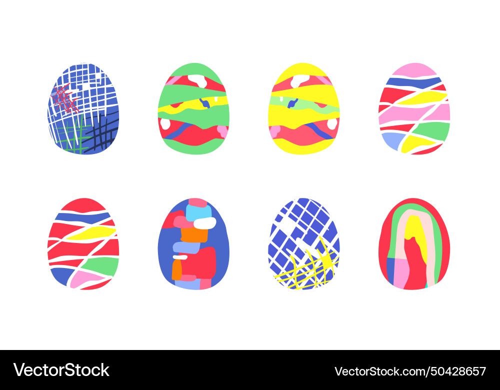 Happy easter set of eggs symbol Royalty Free Vector Image
