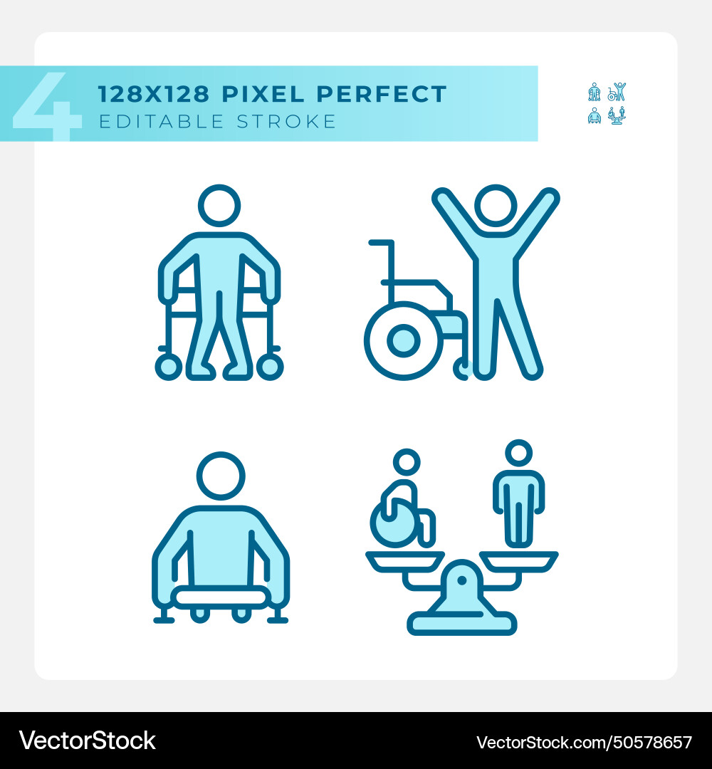 Injury recovery light blue icons Royalty Free Vector Image