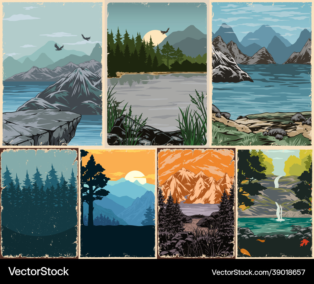 Nature Landscapes & Posters Royalty Free Vector Image