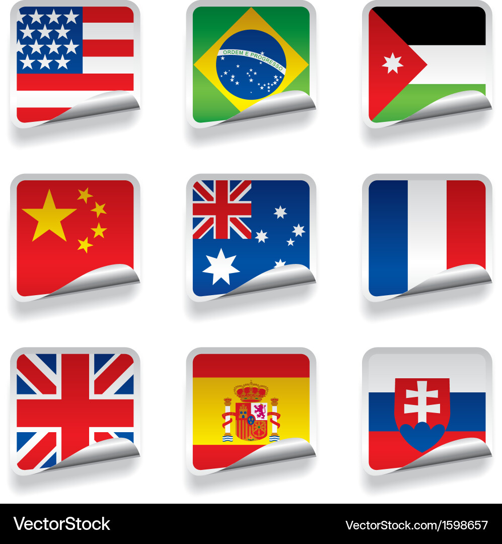 Sticker flags Royalty Free Vector Image - VectorStock