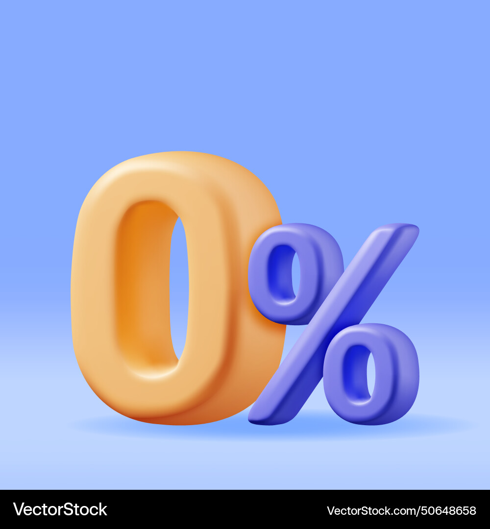 3d realistic zero percent sign icon Royalty Free Vector