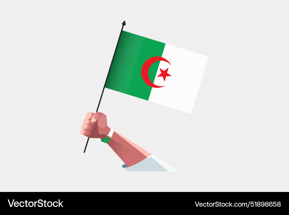 A hand holding algeria flag Royalty Free Vector Image
