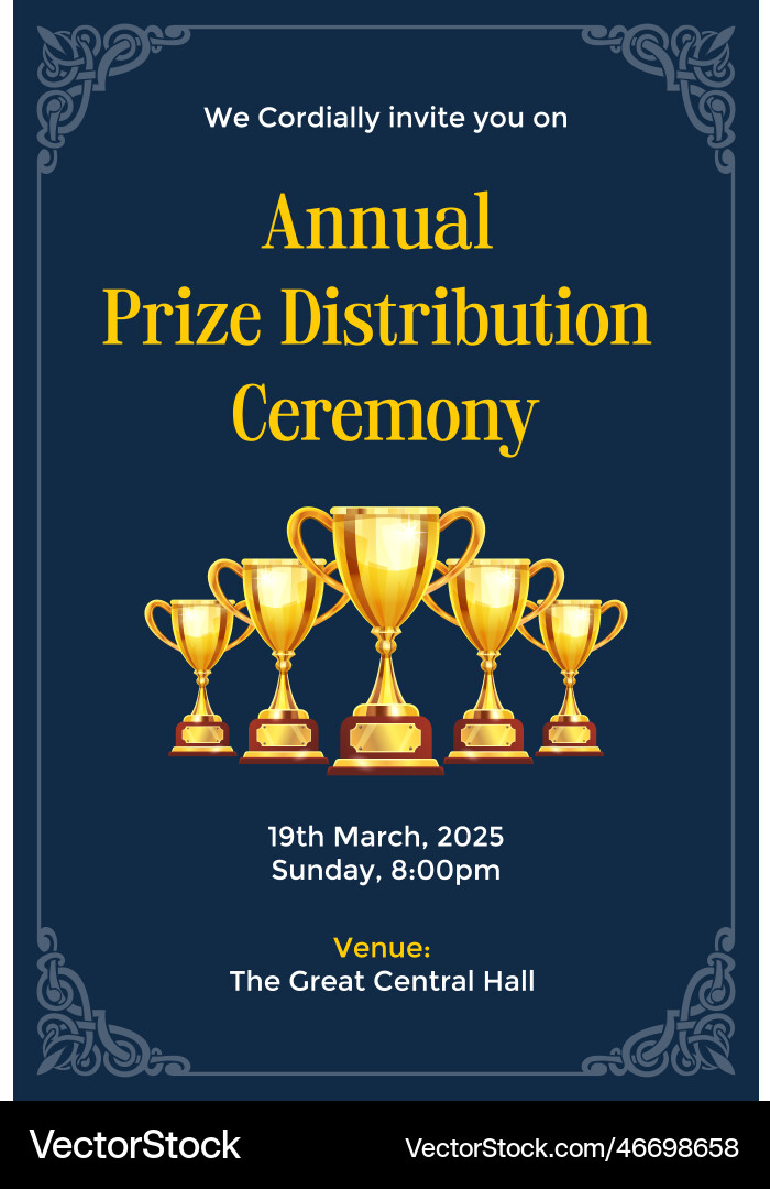 Annual prize distribution cermony invitation card Vector Image