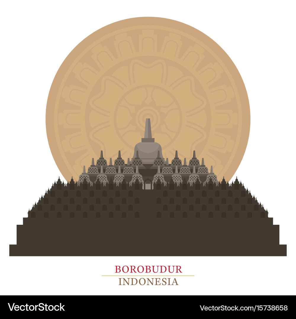 Borobudur indonesia with decoration background Vector Image