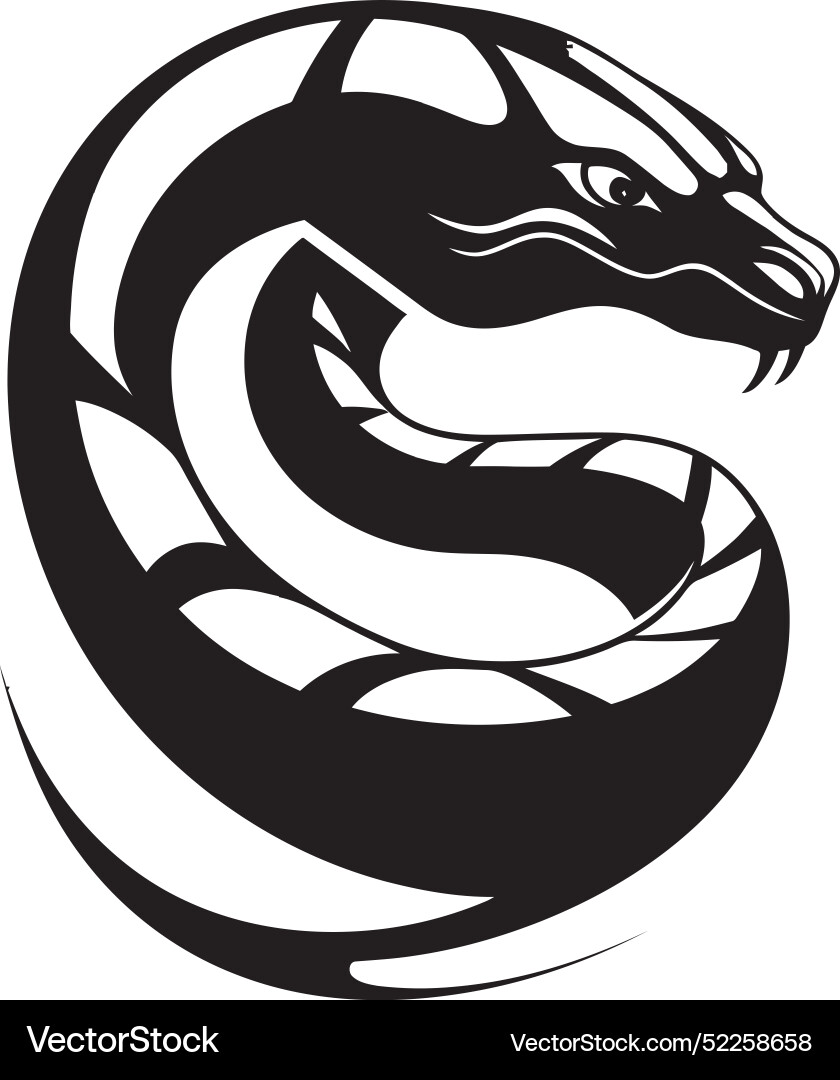 Dynamic black mamba shadows abstract cobra glyph Vector Image
