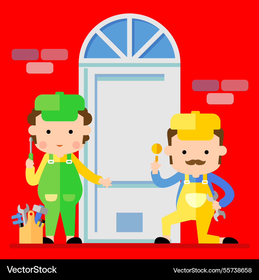 Flat locksmith character Royalty Free Vector Image